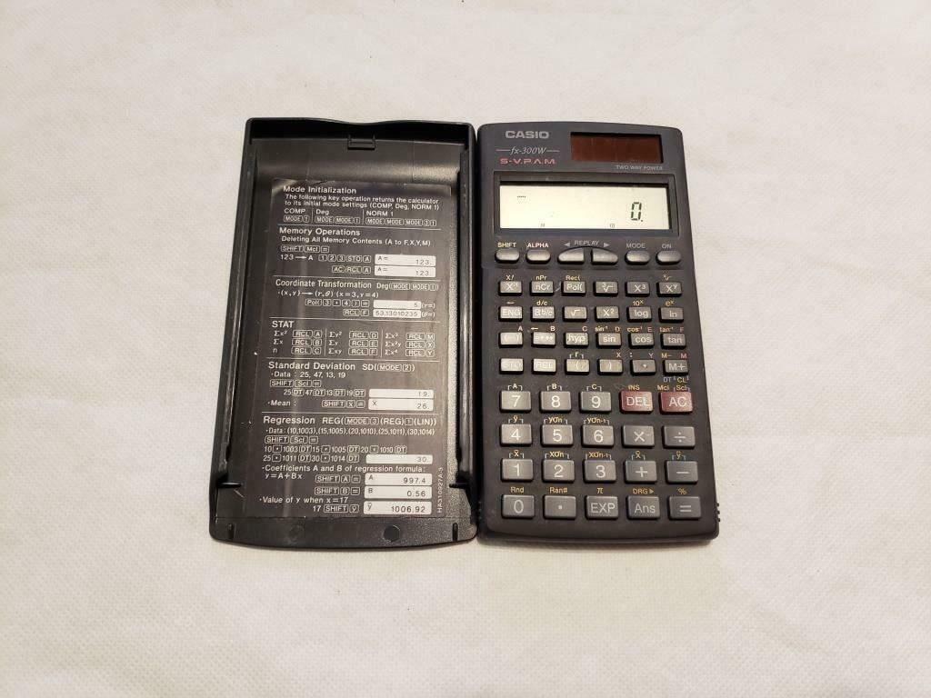 Casio FX-300W Scientific Calculator Black Solar Powered Original Case ...
